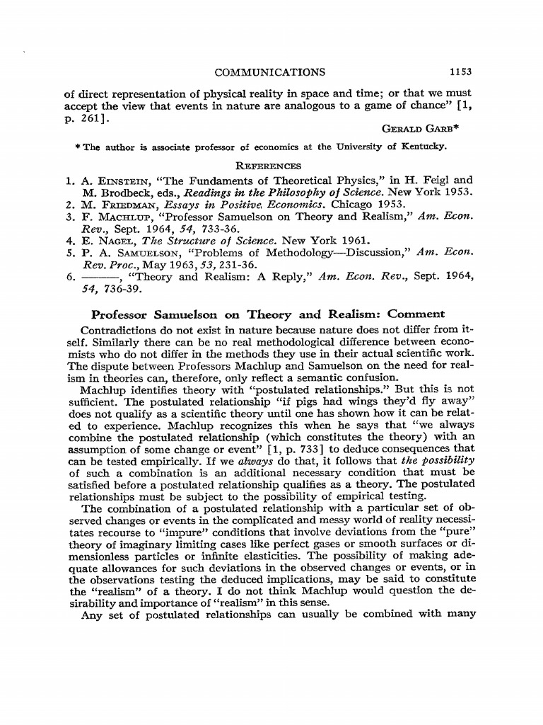 Comentarios A La Teoria Del Realismo de Samuelson | PDF