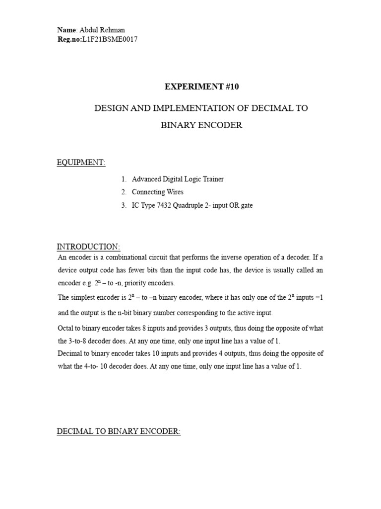 Exp 10 | PDF | Logic Gate | Binary Coded Decimal