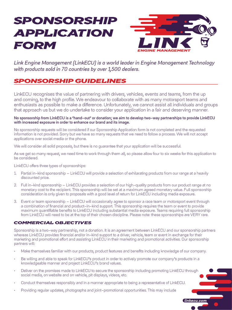 Sponsorship Application Form 2020 Live | PDF | Sponsor (Commercial ...