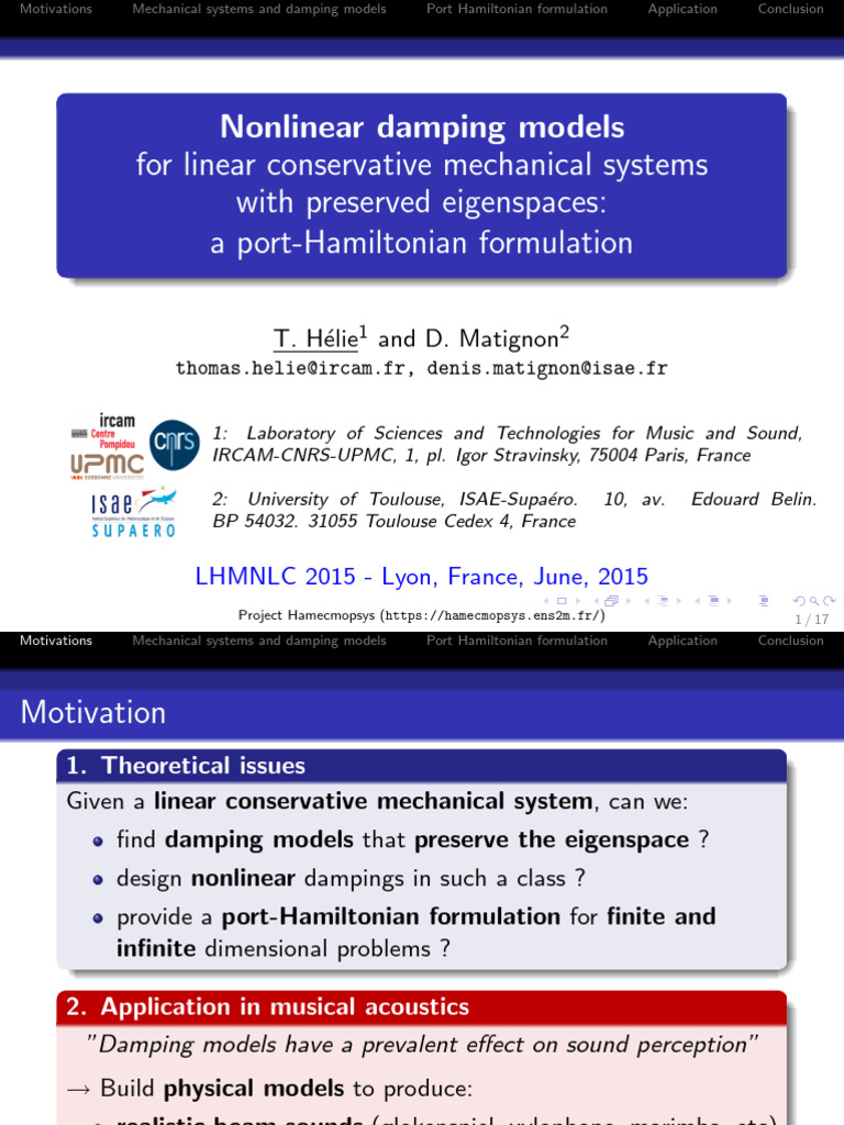 Nonlinear Damping Models For Linear Conservative Mechanical Systems With Preserved Eigenspaces ...