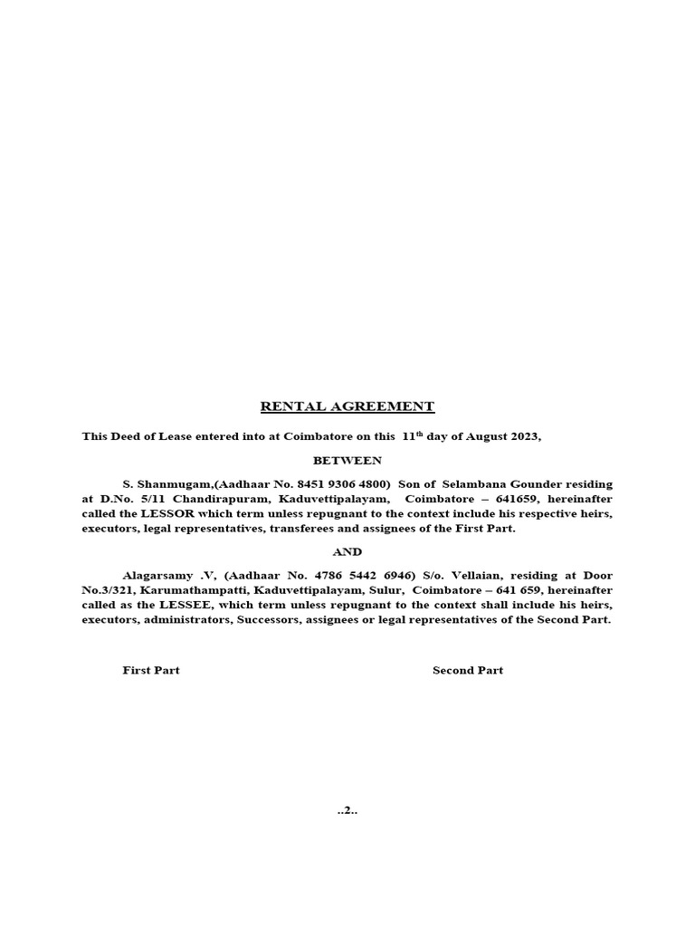 Rental Agreement English | PDF | Lease | Property Law