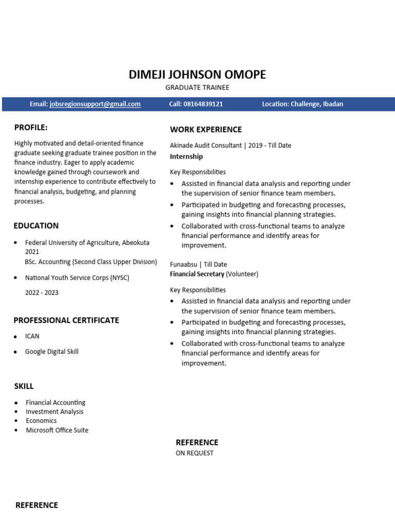 Graduate Trainee Cv Bank Pdf Business