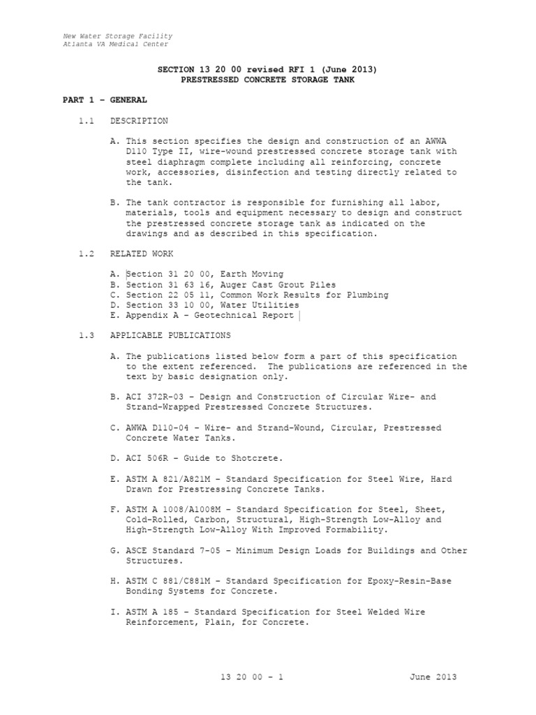 AWWA D110 Type II, Wire-Wound Prestressed Concrete Storage Tank With ...