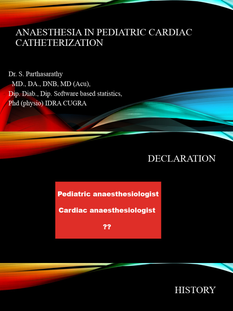 Anaesthesia in Pediatric Cardiac Catheterization | PDF | Heart ...