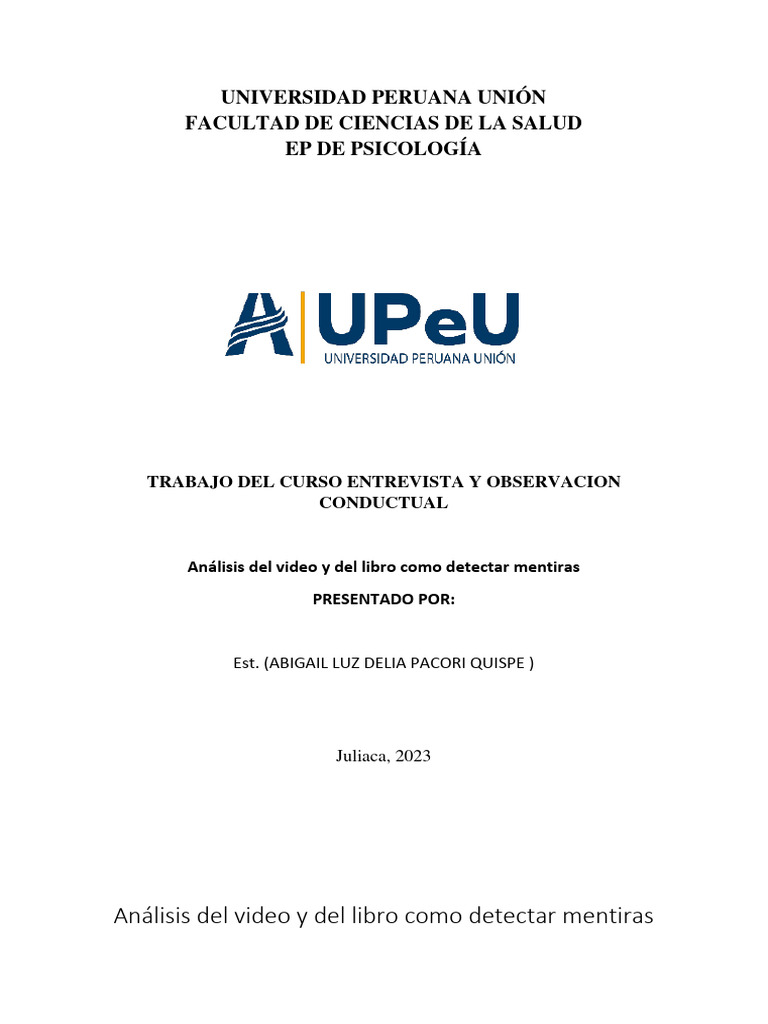 1 Entrevista y Observación Conductual (3) COMO DETECTAR MENTIRAS | PDF | Conceptos psicologicos ...