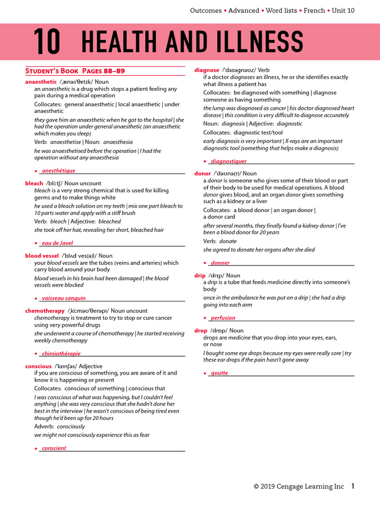 French Vocabulary: Health & Illness Terms | PDF | Medical Diagnosis ...