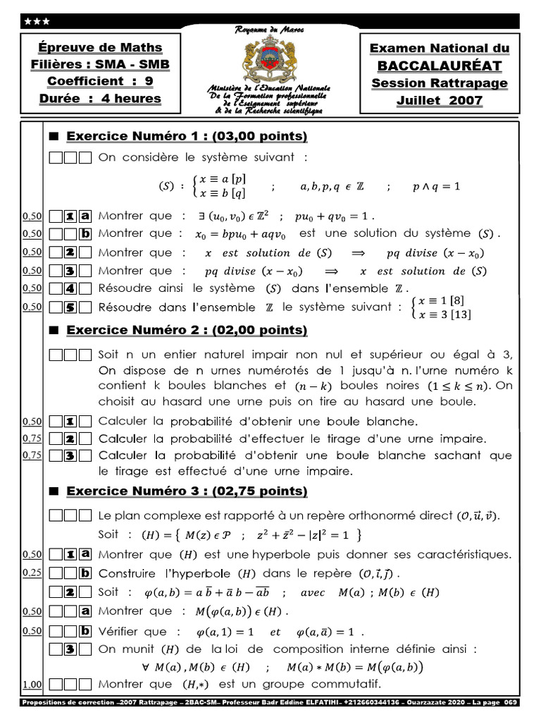 Correction Examen Math Rattrapage 2007 | PDF | Fonction (Mathématiques ...