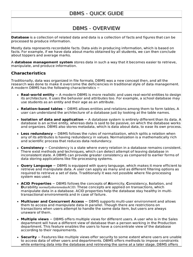 Dbms Guide | PDF | Relational Database | Relational Model