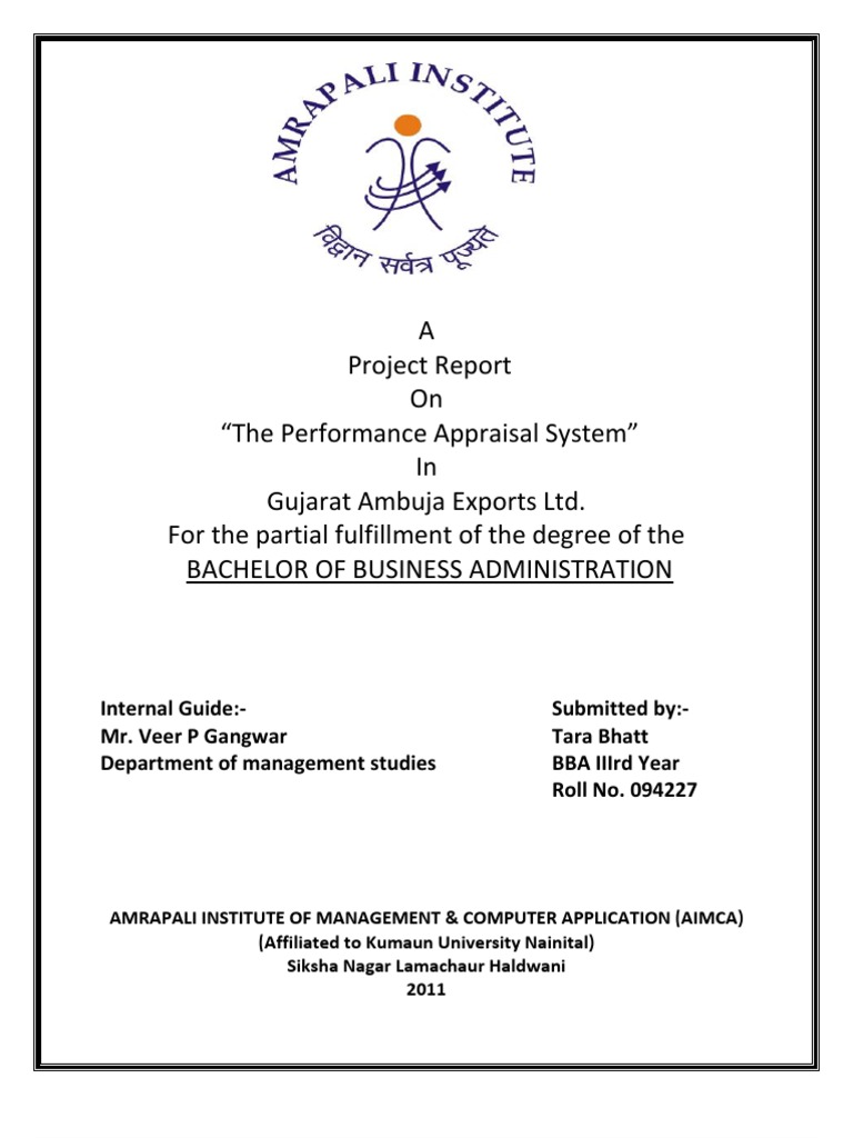 BBA Project | PDF | Performance Appraisal | Evaluation