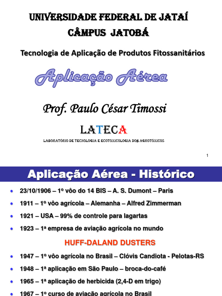 Aula Aplicao Area - UFJ 2024 | PDF | Agricultura | Avião