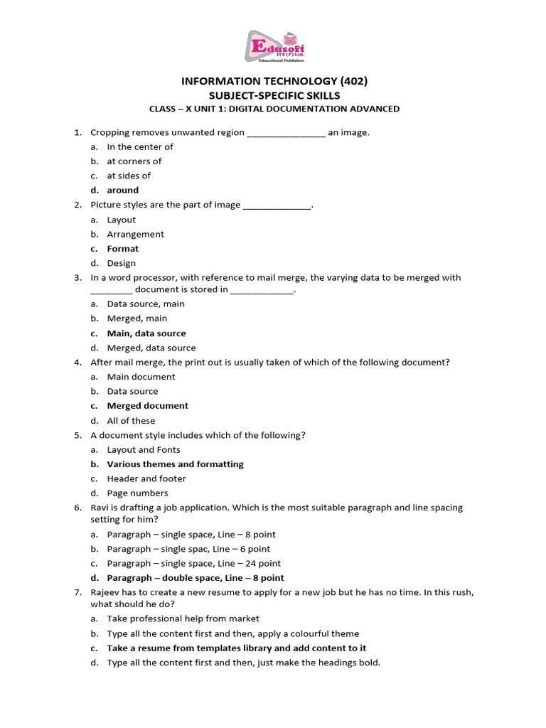 AK-MCQ - X 402 - Unit 1 - Digital Documentation | PDF | Page Layout | Computing