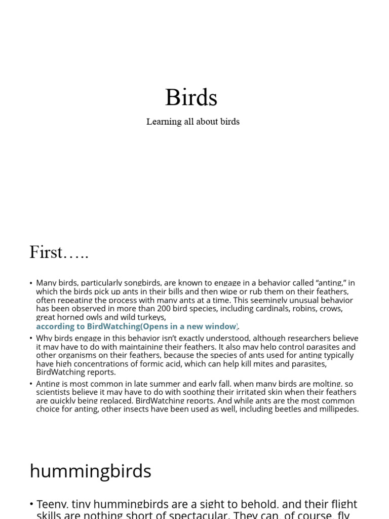 Anting Behavior in Songbirds | PDF
