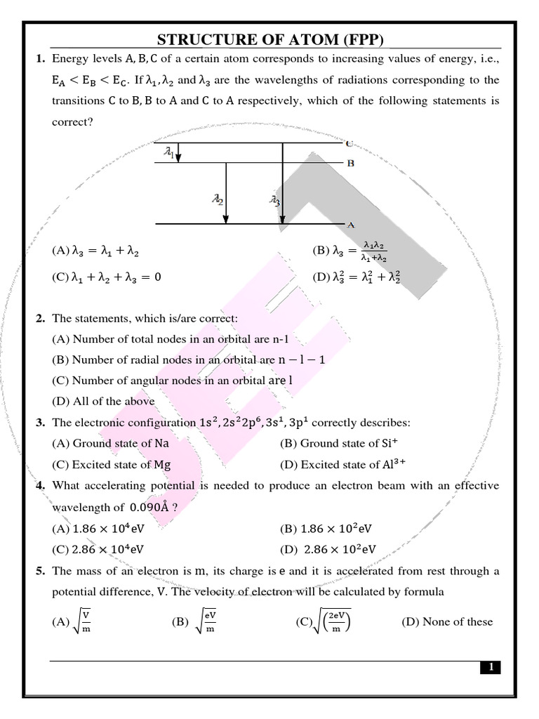 Structure of Atom (FPP) : 1. Energy Levels | PDF | Physical Chemistry ...