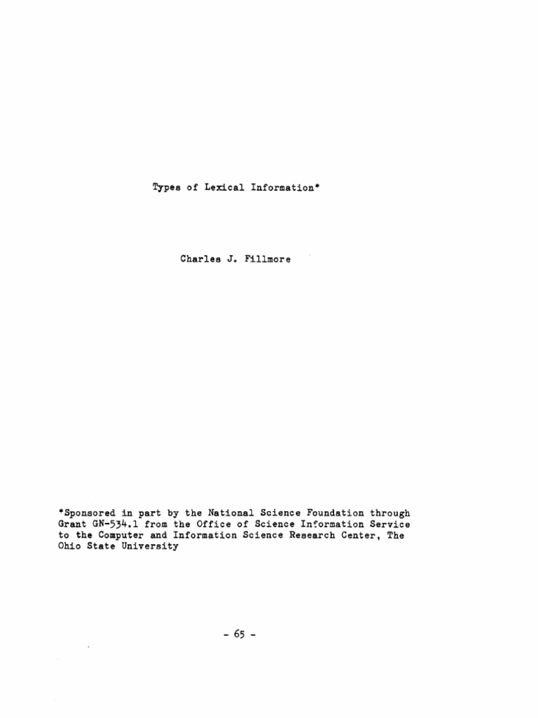 Lex Info Fillmore | PDF | Predicate (Grammar) | Semantics