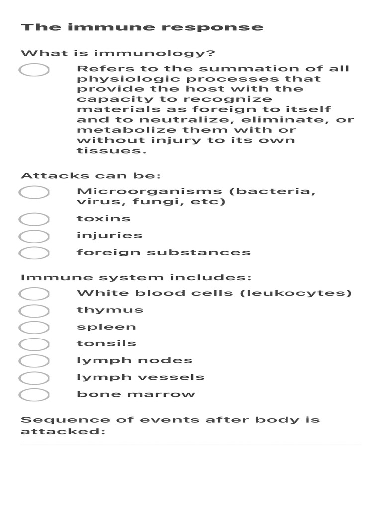The Immune Response | PDF | Immune System | Innate Immune System