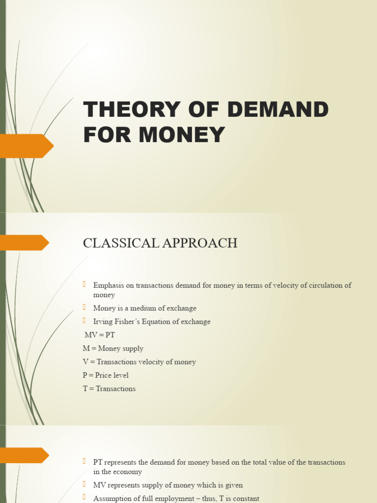 Theory of Demand For Money | PDF | Demand For Money | Demand
