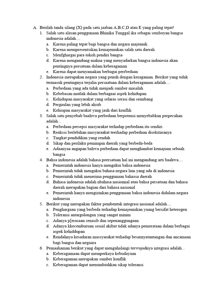 SOAL PTS PKN X 2024 Fix | PDF | Politik