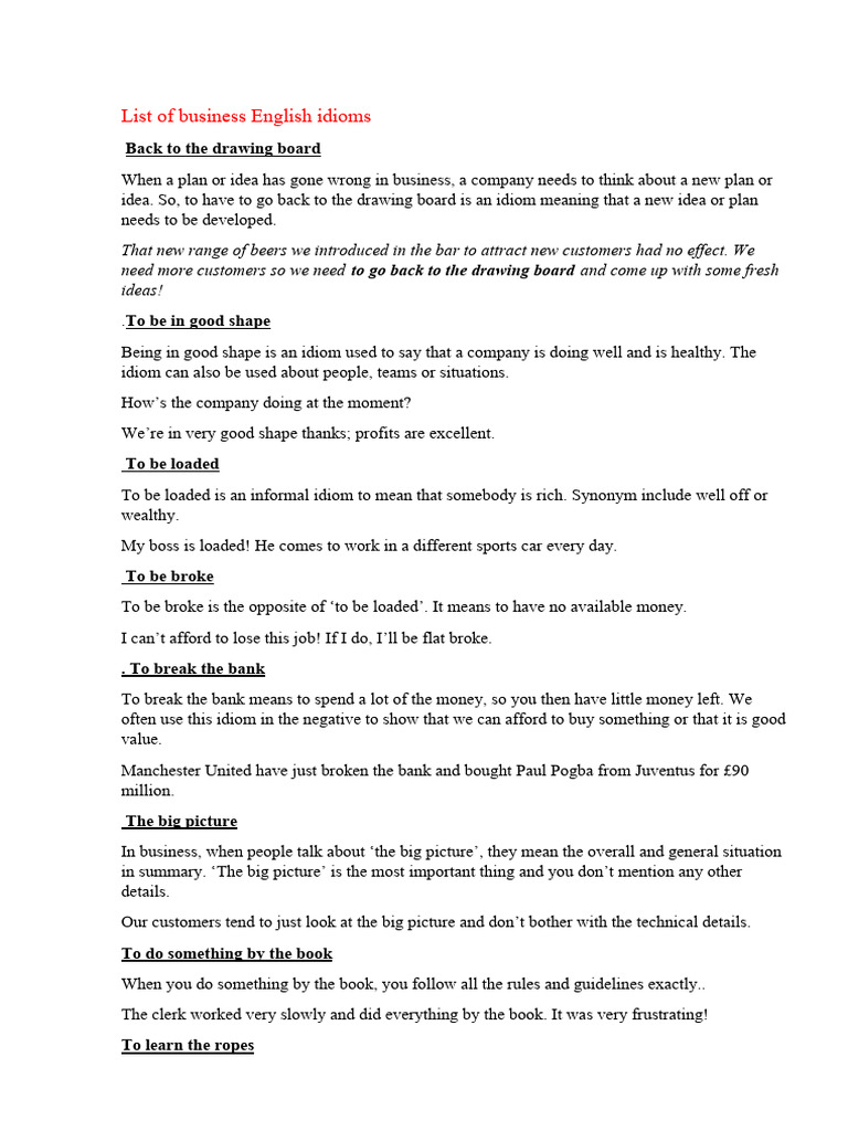 List of Business English Idioms | PDF