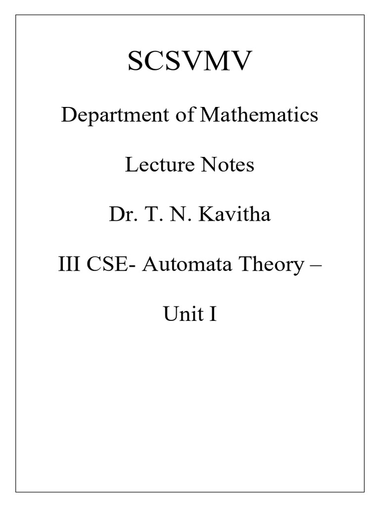 AUTOMATA | PDF | Theoretical Computer Science | Formalism (Deductive)