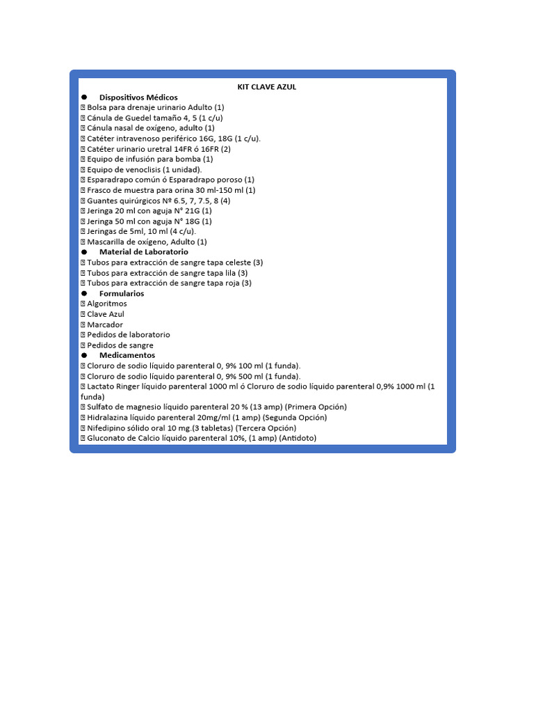 Kits Obstetricos | PDF | Medicina CLINICA