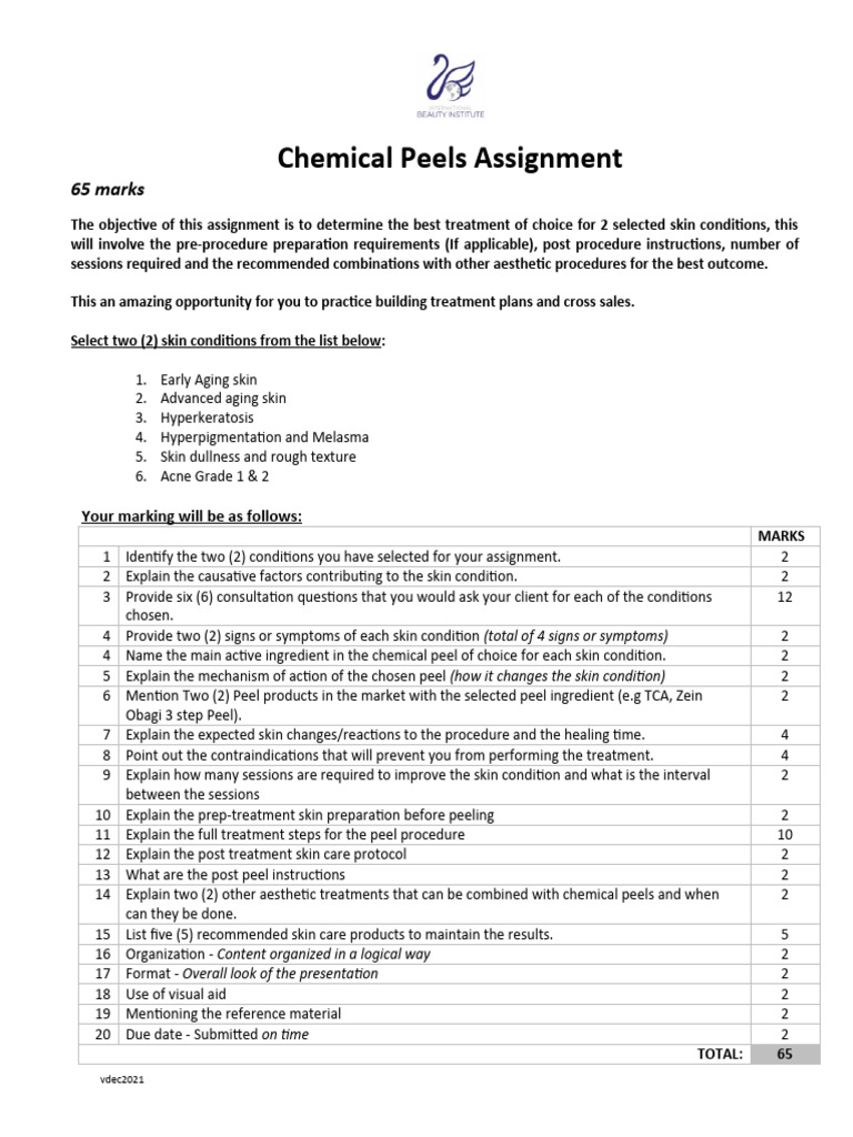 Chemical Peels Assignment Jan 22 | PDF