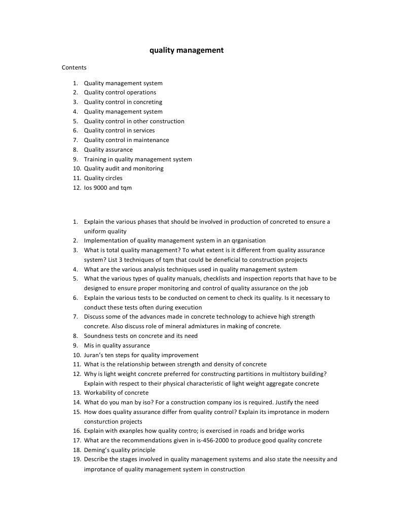 Quality Management | PDF