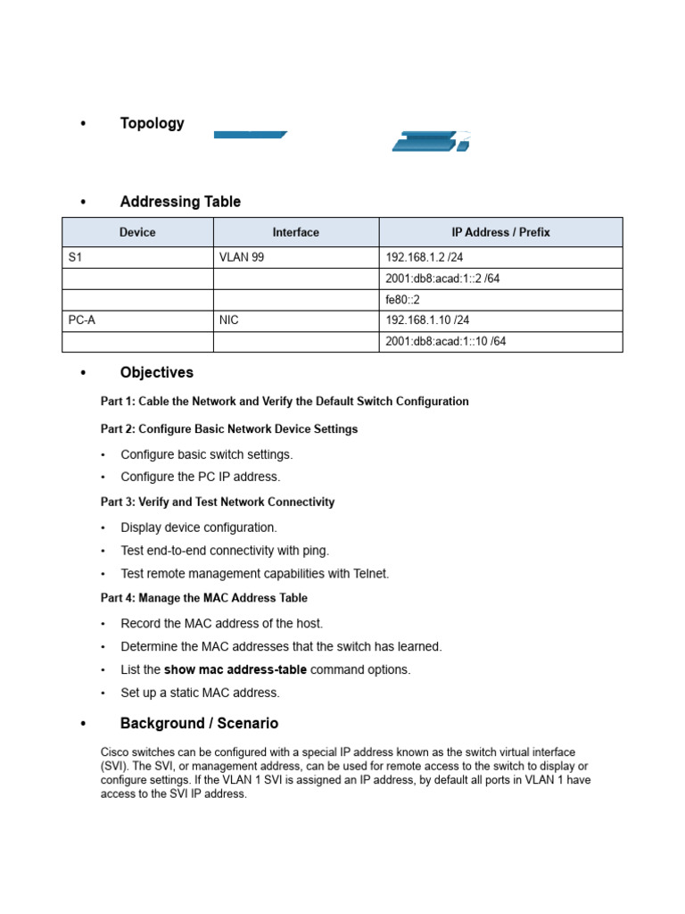 Lab Basic Switch Configuration Pdf Ip Address I Pv6 