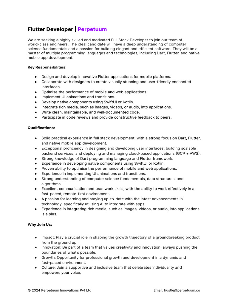 Perpetuum - Flutter Developer | PDF | Application Software | Mobile App