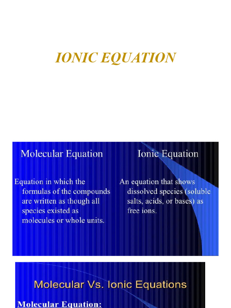 Ionic Equation | PDF | Chloride | Electrolyte