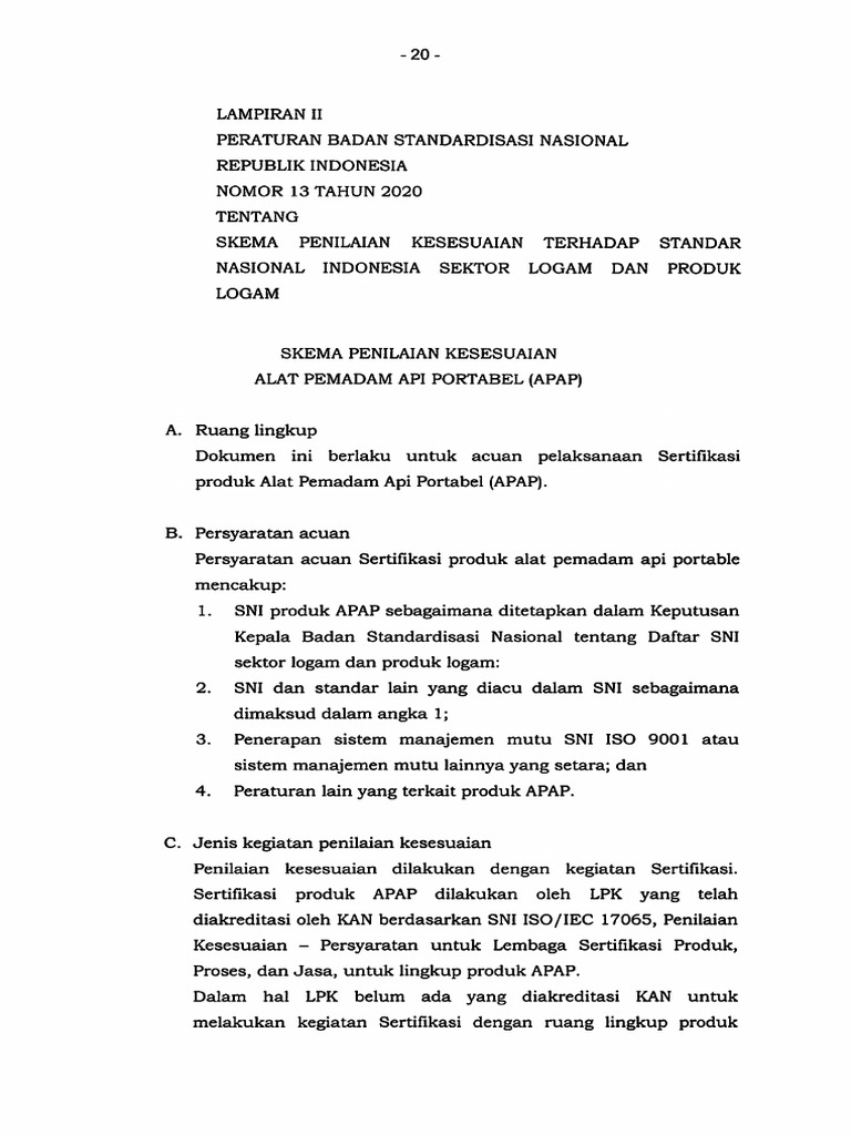 Lampiran II PBSN 13-2020 Skema PK Sektor Logam Dan Produk Logam | PDF