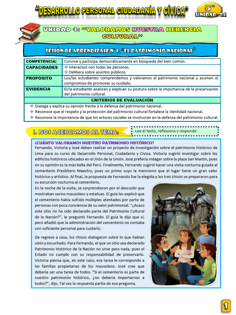 5° DPCC - Actividad Sesion N°4 | PDF | Patrimonio cultural