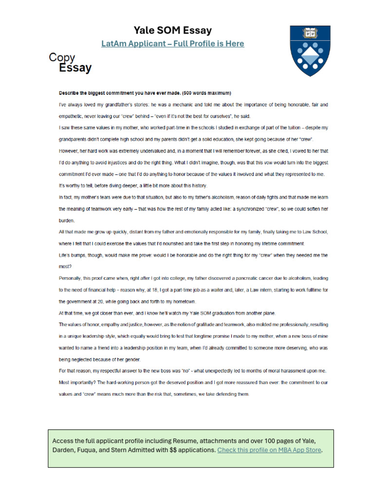 Yale Real Essay - Latam Applicant | PDF