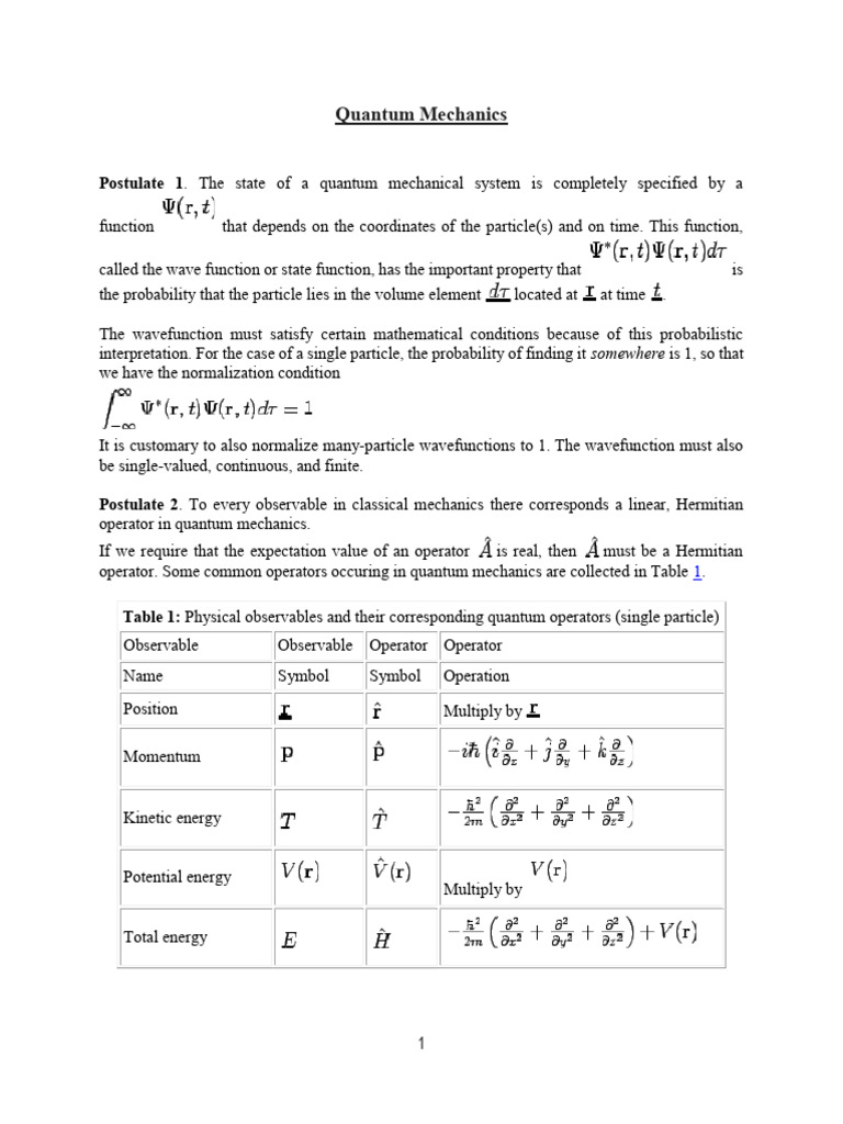 Quantum Mechanics Essentials | PDF | Schrödinger Equation | Wave Function