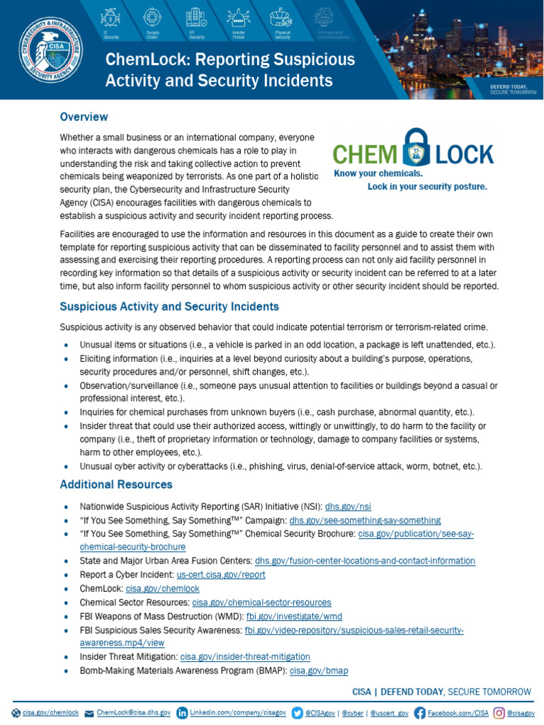 Fs Chemlock Suspicious Activity 508 | PDF | Computer Security | Security