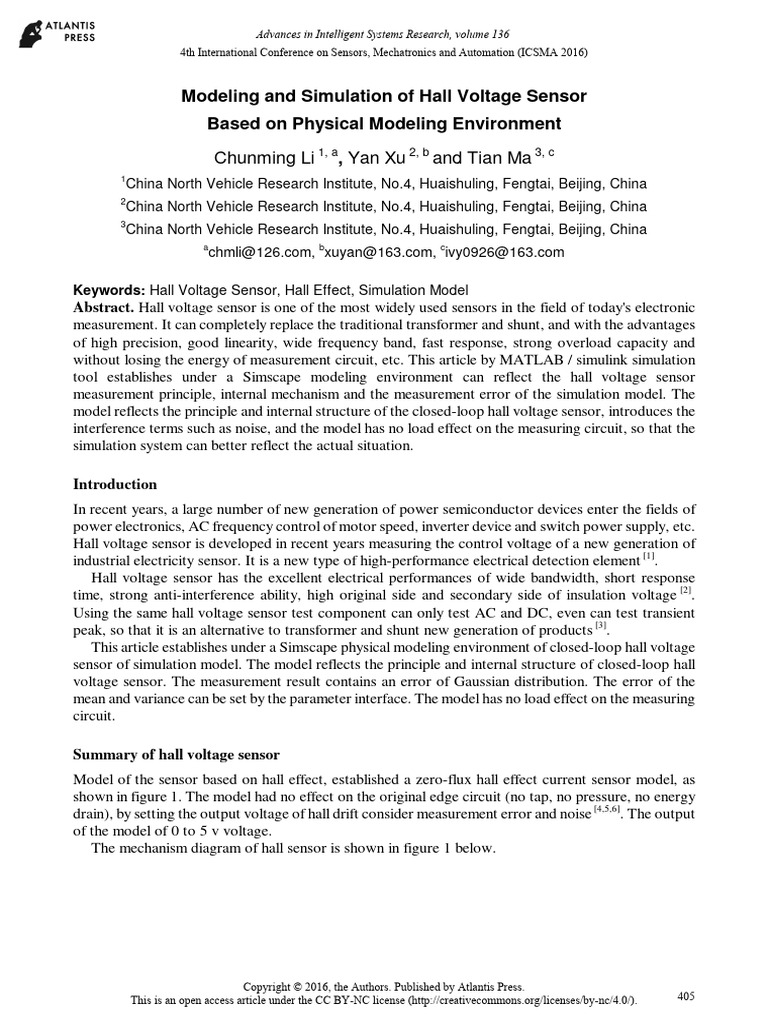Modeling and Simulation of Hall Voltage Sensor | PDF | Voltage | Electrical Network