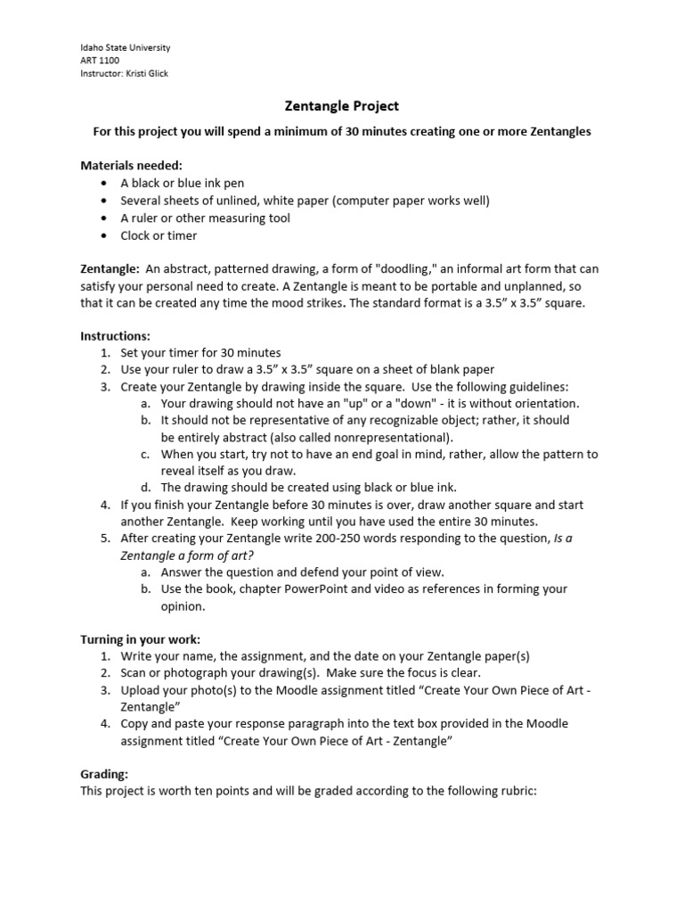 Zentangle Assignment | PDF | Pattern