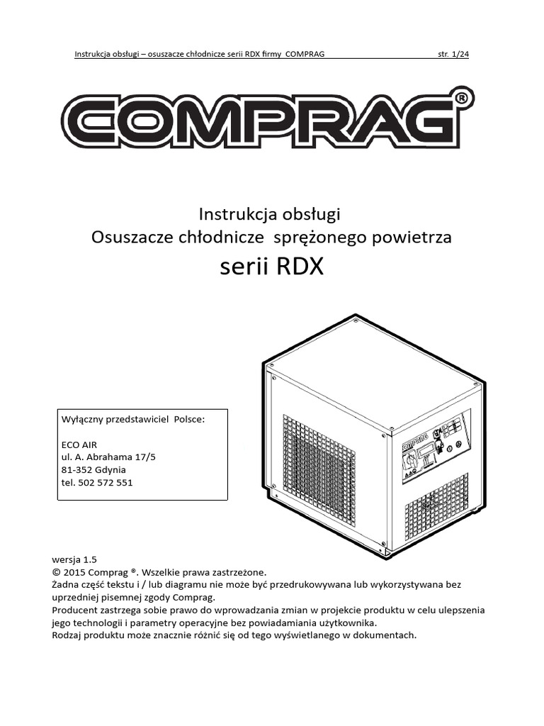 Instrukcja RDX Osuszacze Comprag | PDF