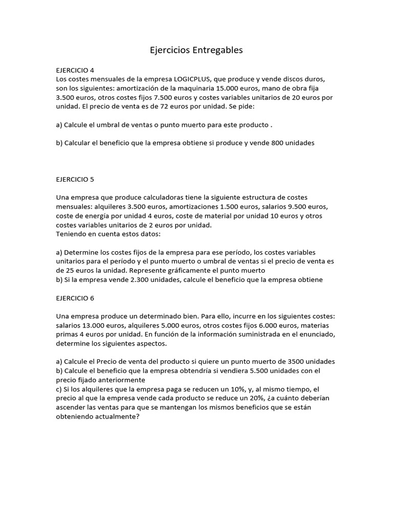 Ejercicios Entregables | PDF | Tasa interna de retorno | Inversiones