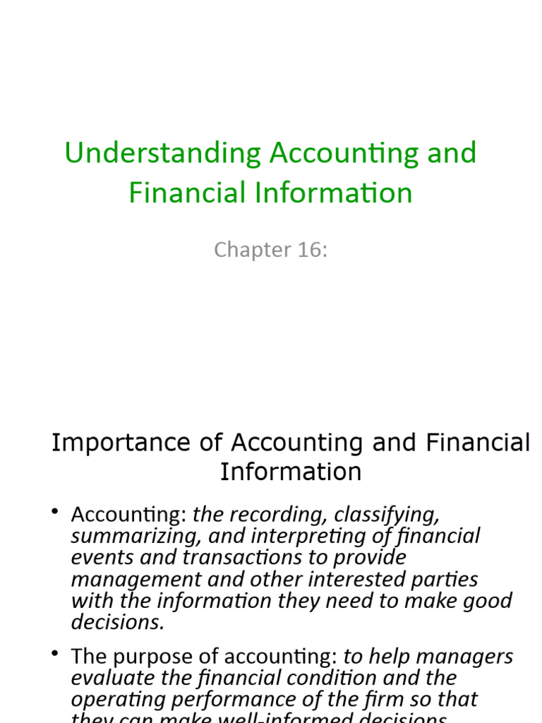 MGT 1281 Chapter 16 (Understanding Accounting and Financial Information ...
