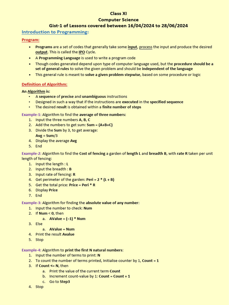 Xi Computer Science Gist 01 Pdf Computer Memory Read Only Memory