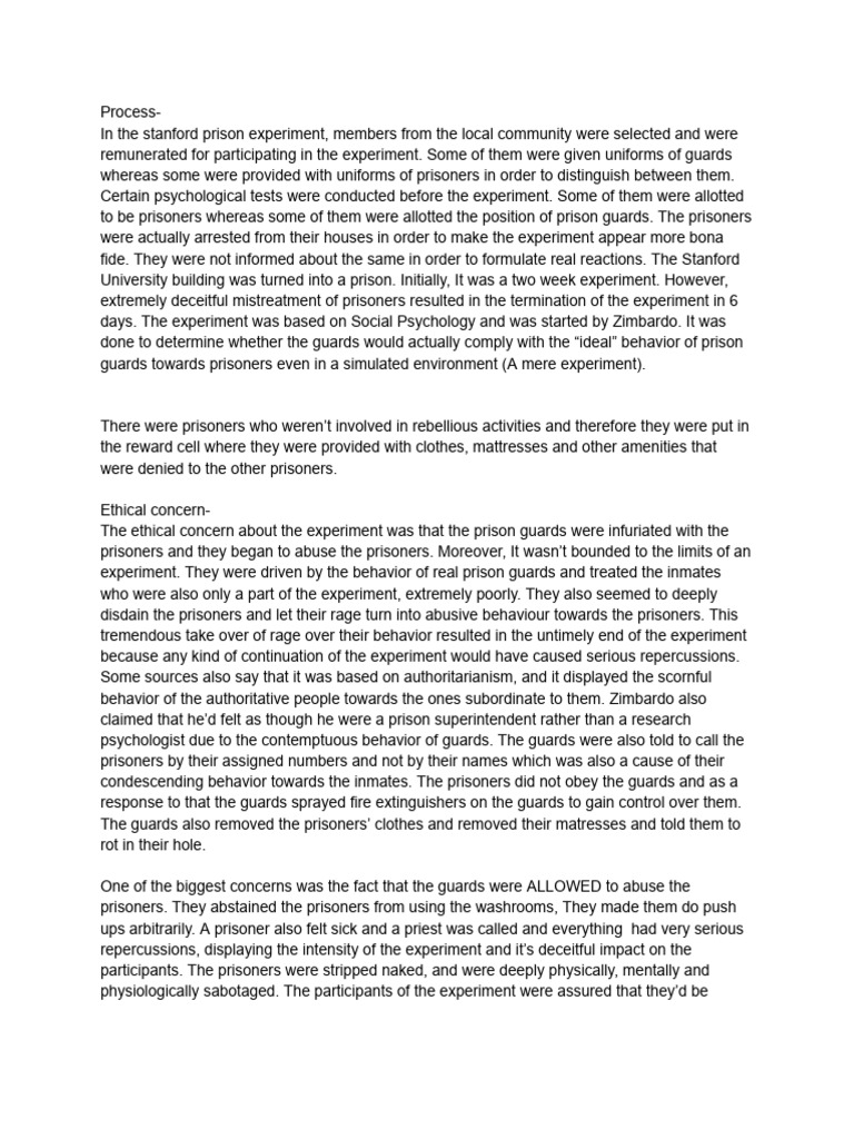 Stanford Prison Experiment Overview | PDF | Psychological Concepts ...