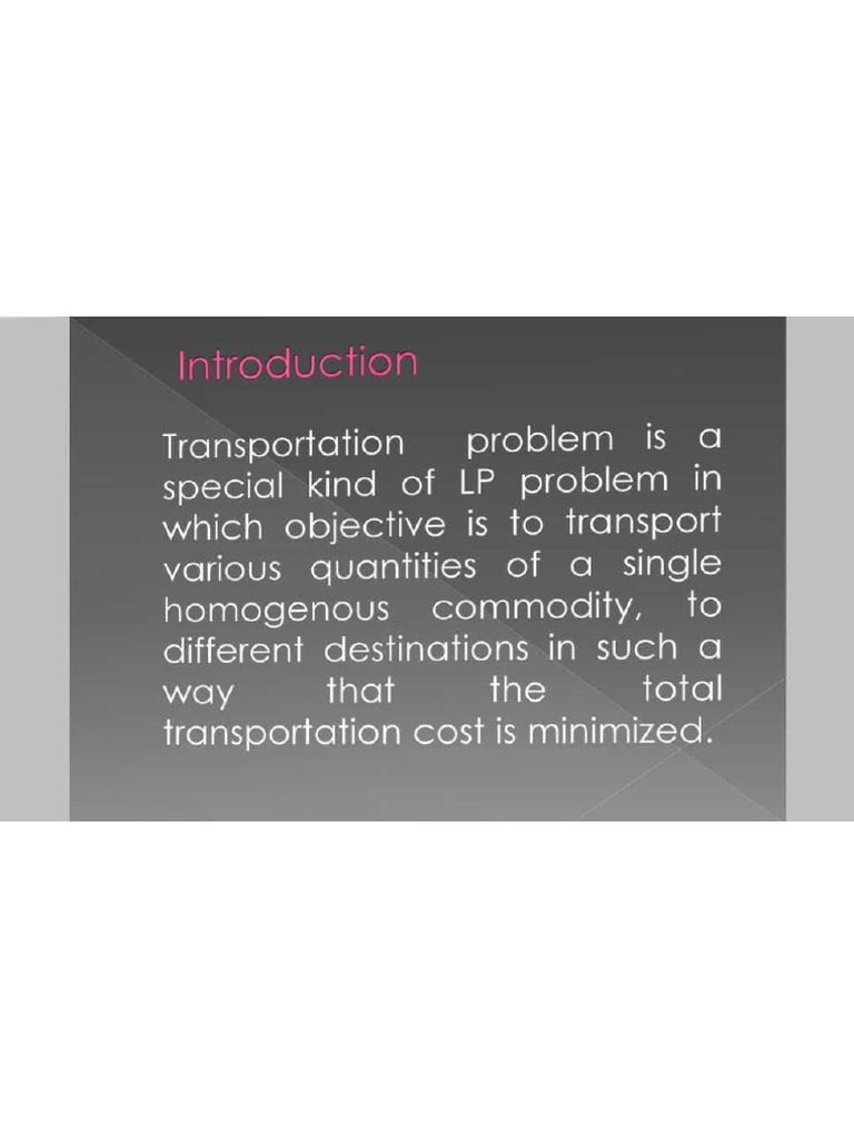 Transportation Theory | PDF