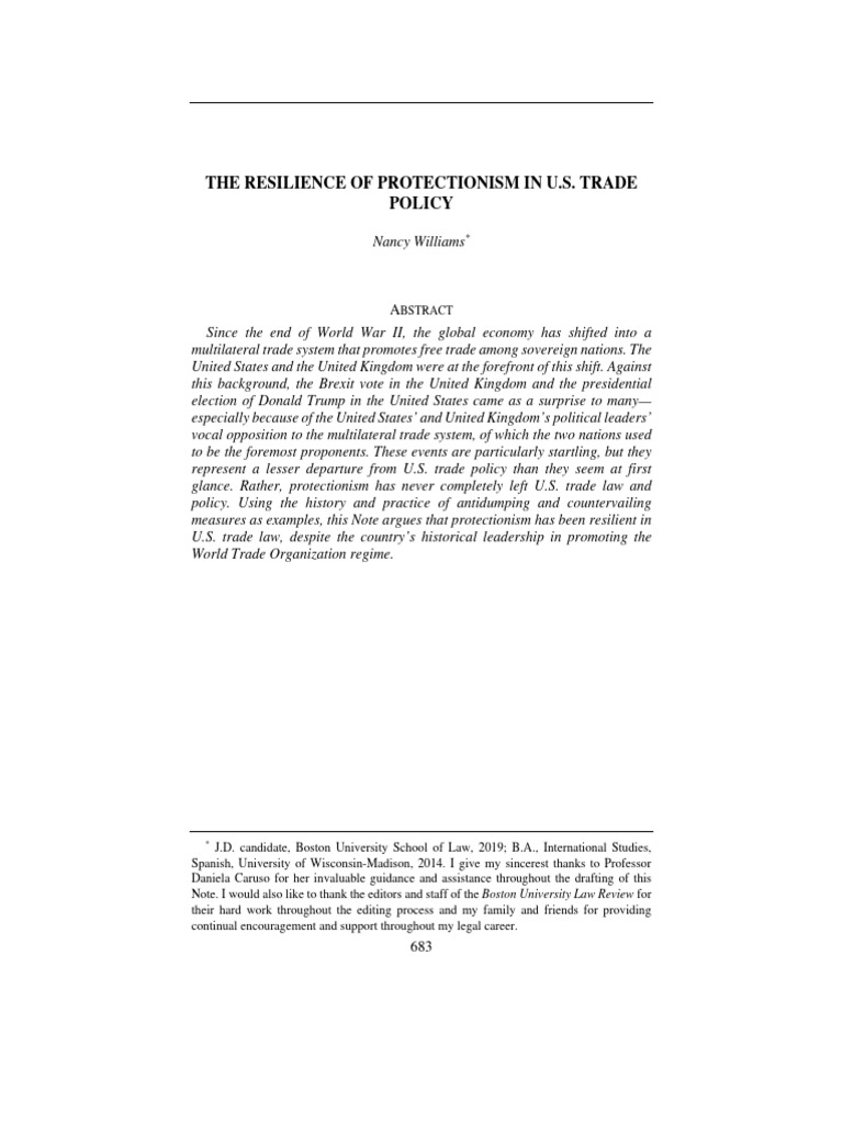The Resilience of Protectionism in U.S. Trade Policy | PDF | Most ...