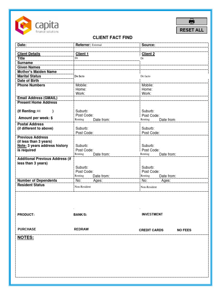 Fact Find Fillable | PDF | Loans | Credit