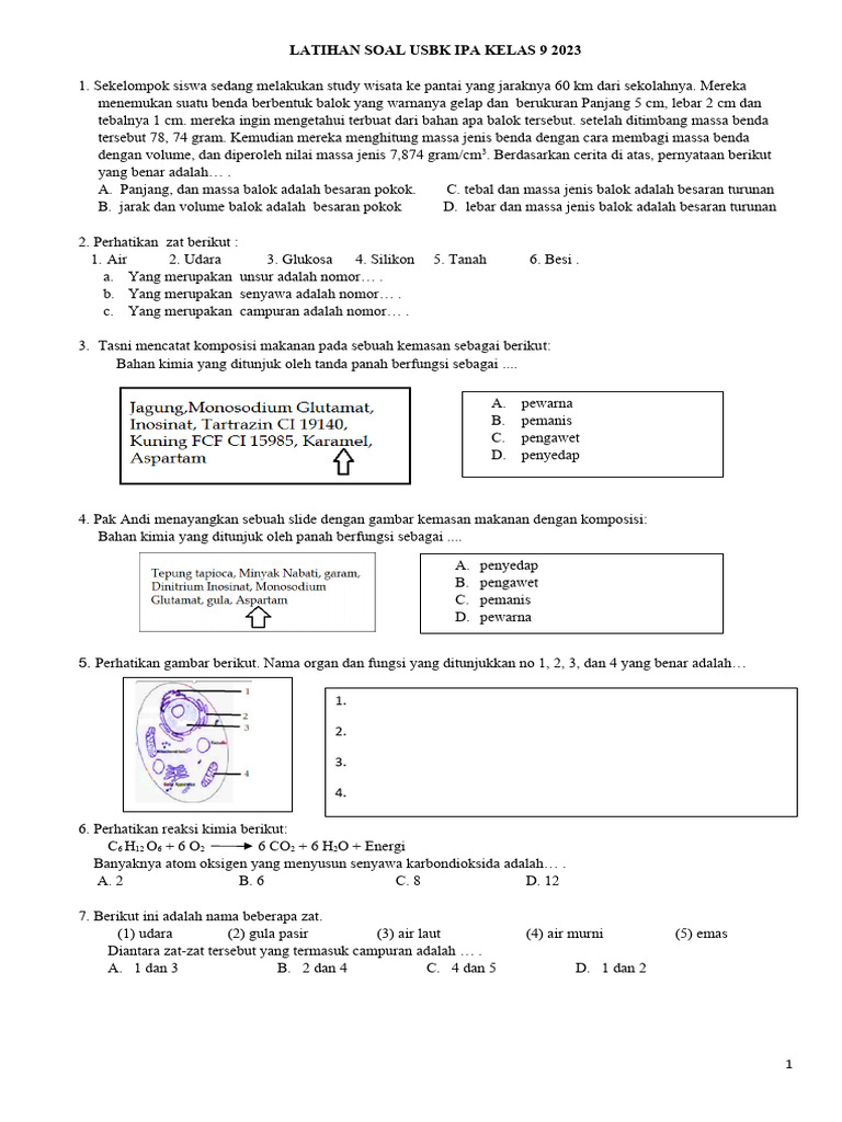2324 Latihan Soal Ujian Sekolah Ipa Kelas 9 | PDF
