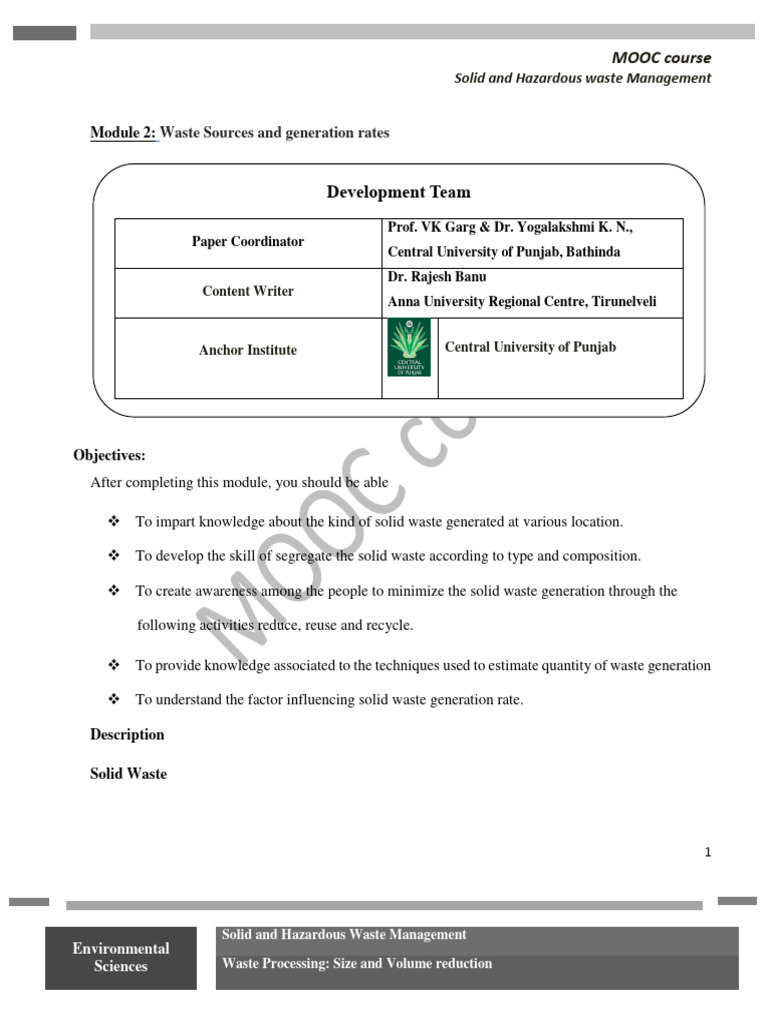 Module 2 Waste Sources and Generation Rates | PDF | Waste | Waste ...