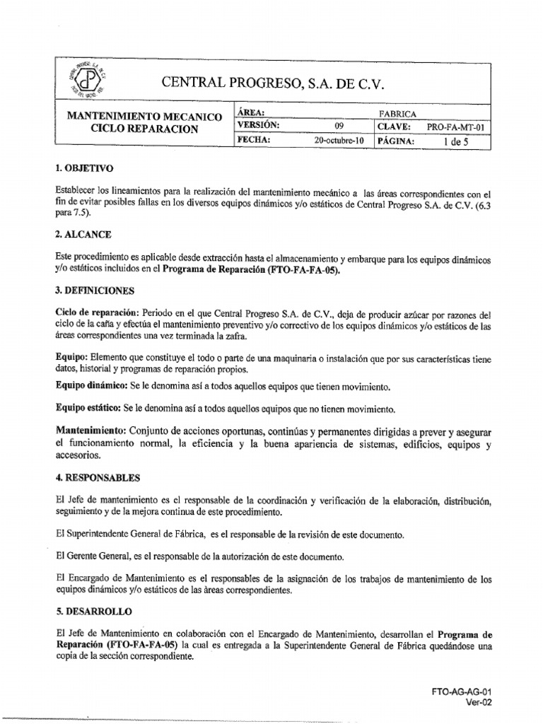 Pro-Fa-Mt-01 Mtto Mec Ciclo Reparacion | PDF