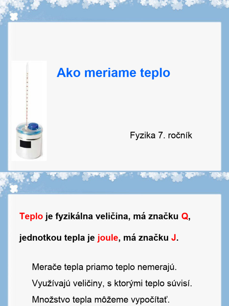 FYZ 7 Ako Meriame Teplo Prezentacia2 | PDF