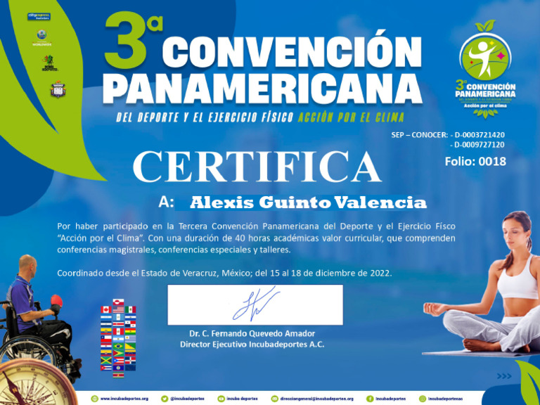 Certificado - 3a - Convención - Alexis Guinto Valencia | PDF