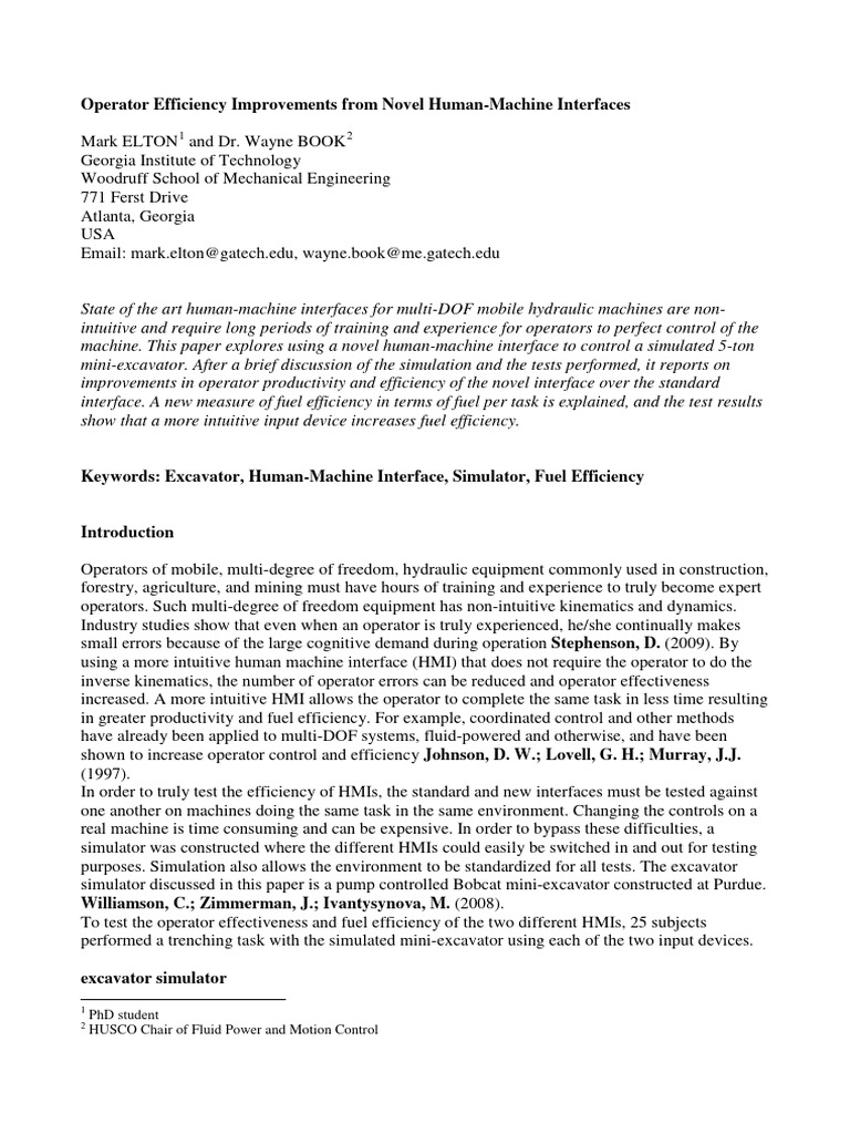 Operator Efficiency Improvements From Novel Human Pdf User Interface Simulation 